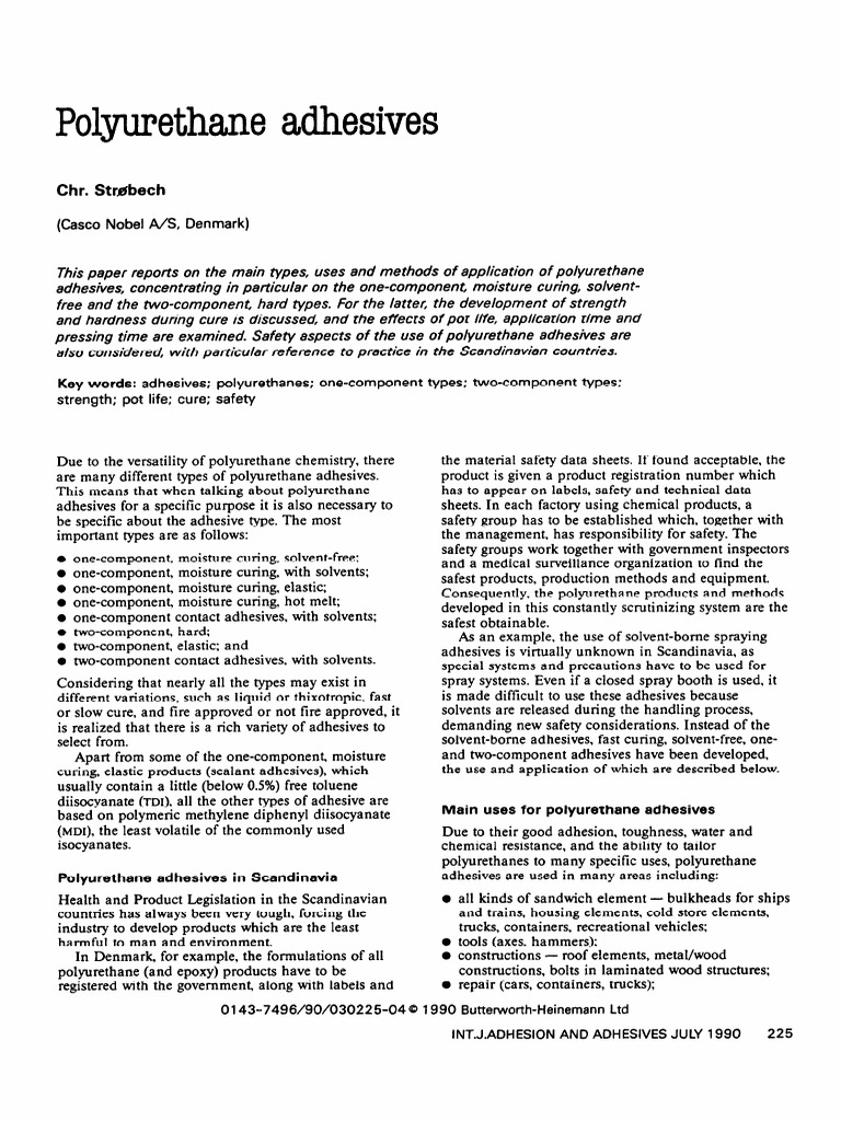 Polyurethane Adhesives | PDF | Adhesive | Materials Science