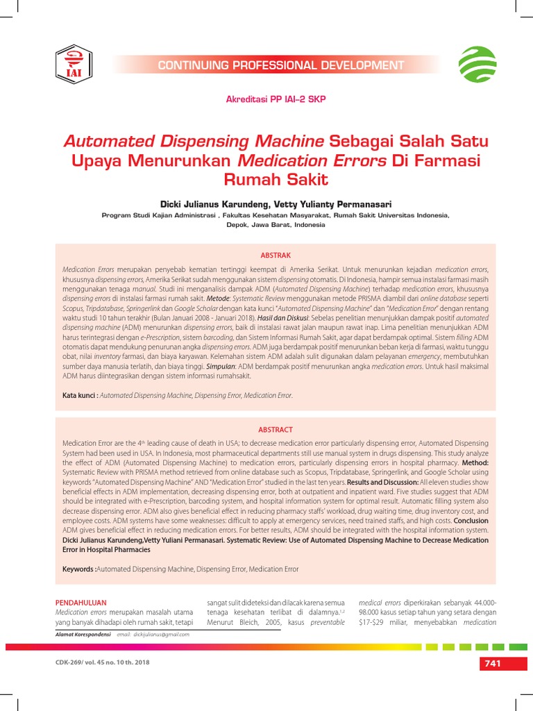 CPD-Automated Dispensing Machine Sebagai Salah Satu Upaya Menurunkan ...