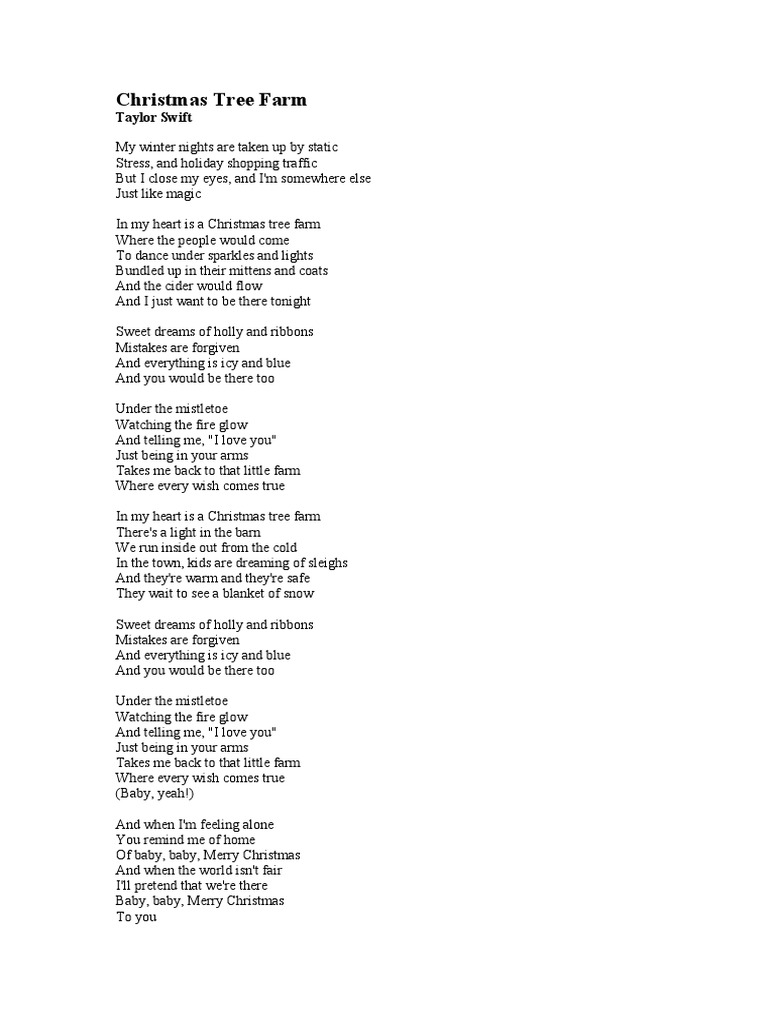 Taylor Swift's Christmas Tree Farm Lyrics | PDF