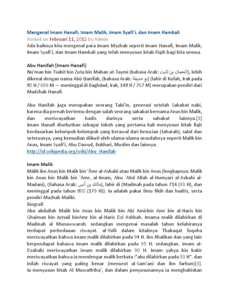 Mengenal Imam Hanafi | PDF | Klasik
