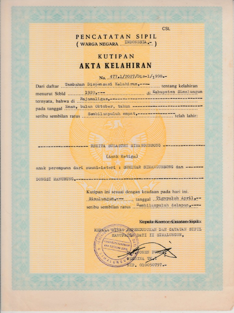 Akte Lahir PDF | PDF | Sejarah