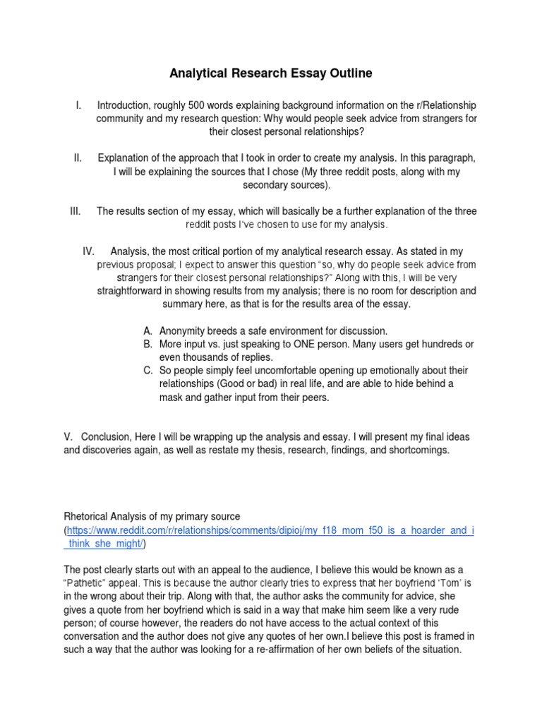 Analytical Research Essay Outline | PDF | Essays | Human Communication