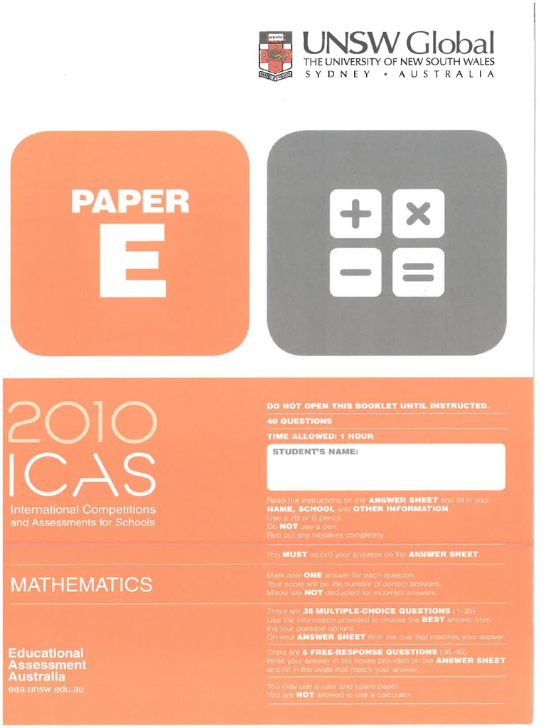 Icas Maths 2010 PDF | PDF