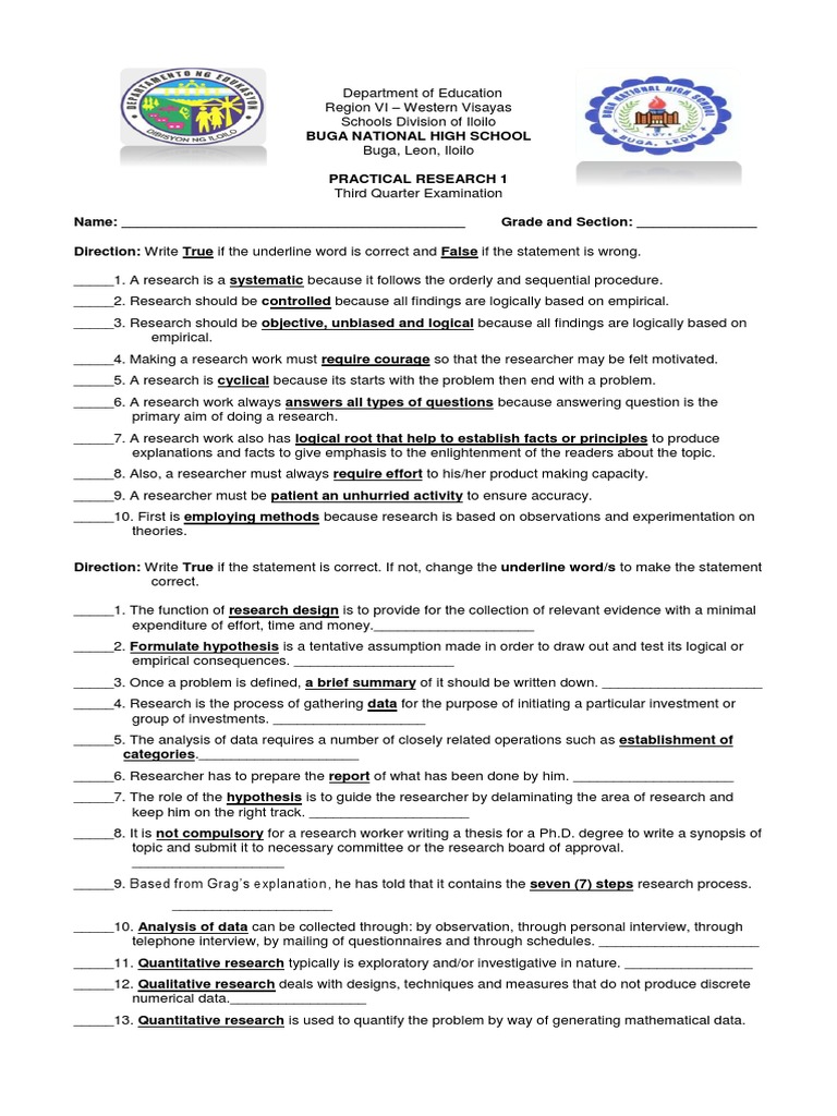 3rd Quarter - Research 1 | PDF | Experiment | Qualitative Research