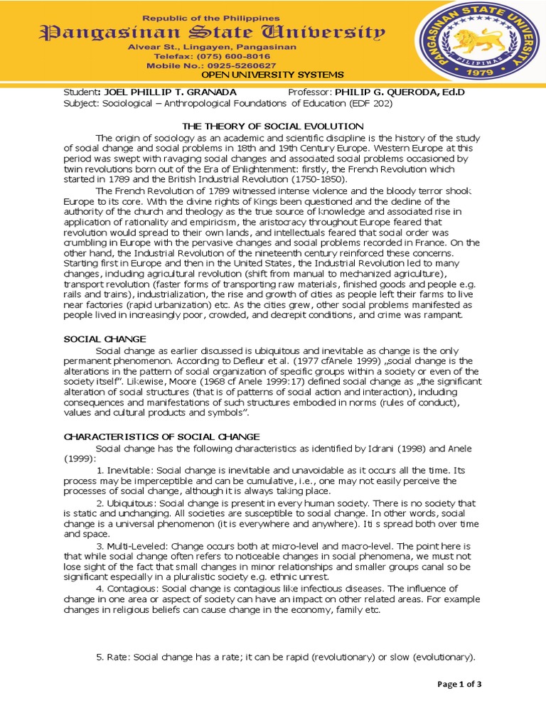 The Theory of Social Evolution | PDF | Evolution | Theory