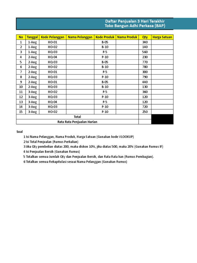 Tes Excel Admin Basic | PDF