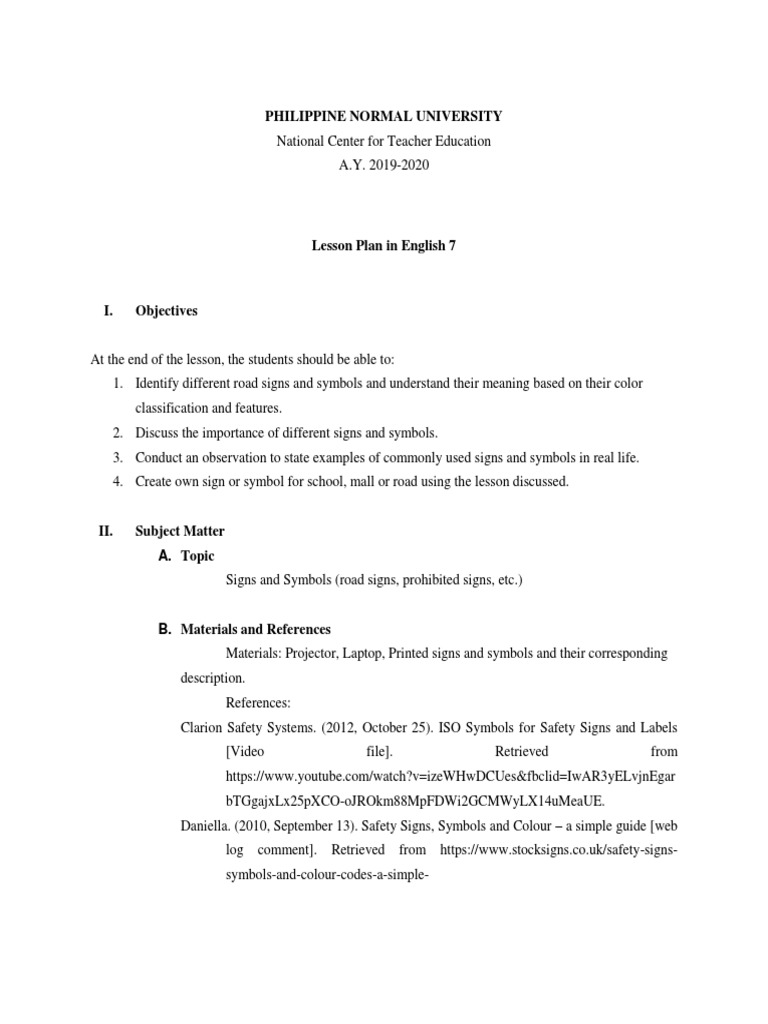 Interpreting Signs and Symbols: A Lesson on Road Safety Signage | PDF ...