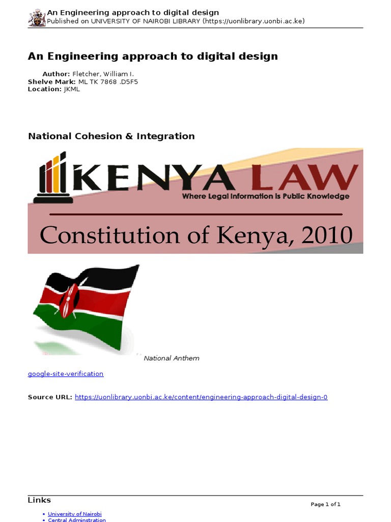 An Engineering Approach To Digital Design | PDF