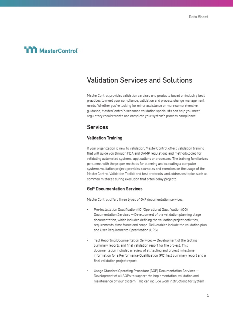 Validation Services | PDF | Verification And Validation | Information ...