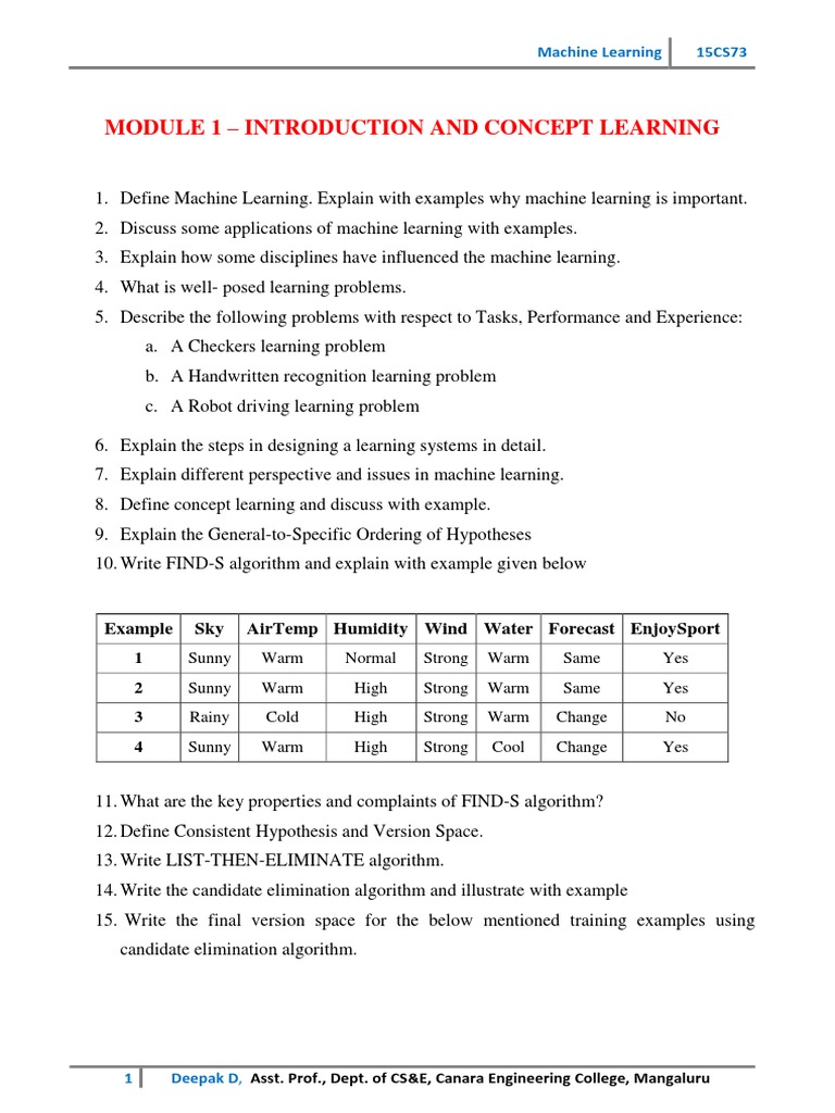 Module 1 Qb Pdf Pdf Machine Learning Algorithms 