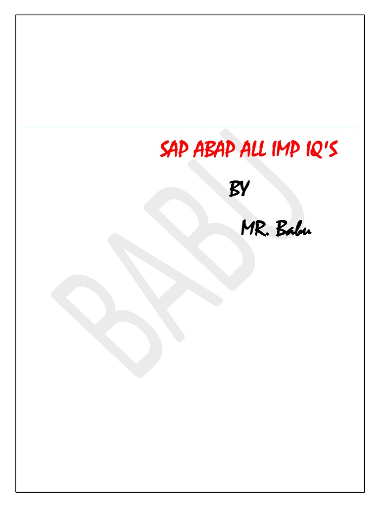Abap Interview Questions | PDF | Database Index | Subroutine