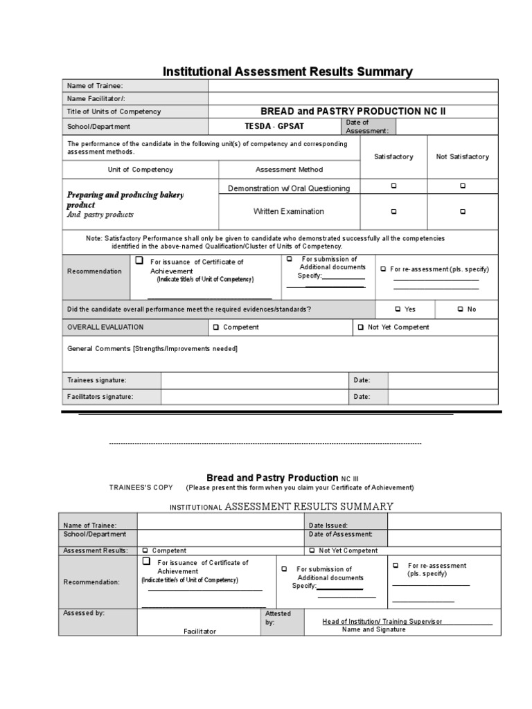 BPP - Institutional Assessment Result Summary | PDF | Educational ...
