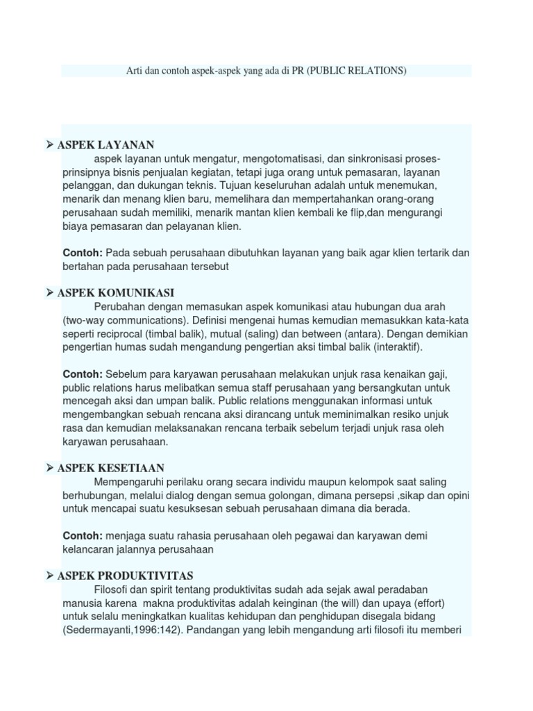 Arti Dan Contoh Aspek | PDF