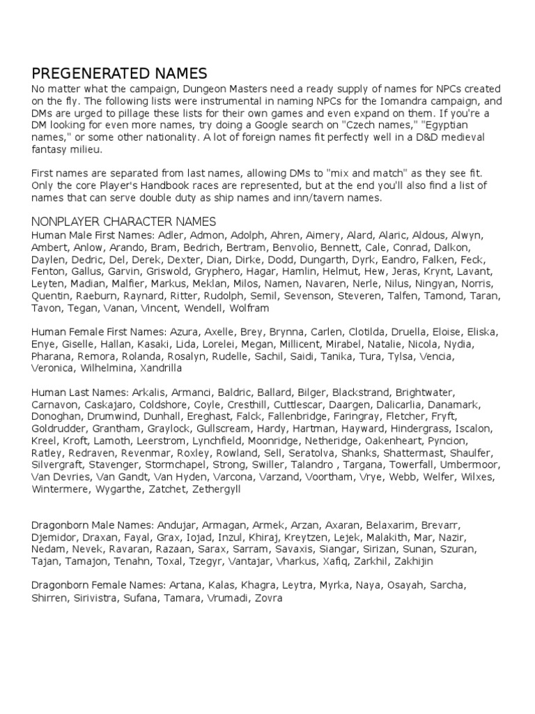 NPC Names Posted | PDF