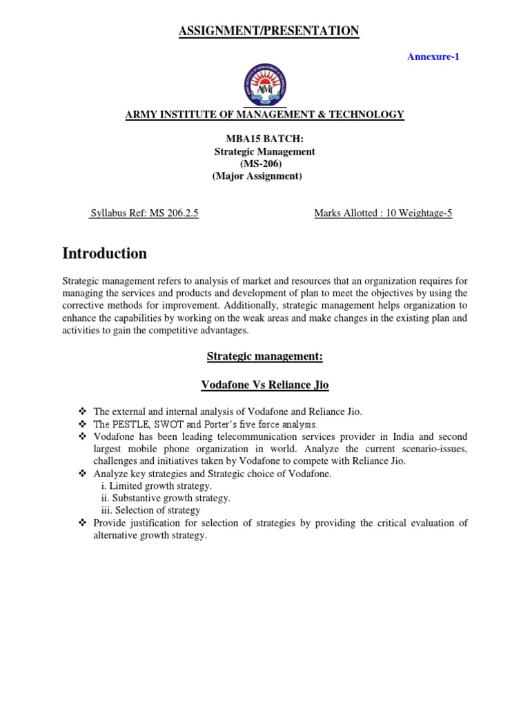 Strategic Management Assignment 1 | PDF