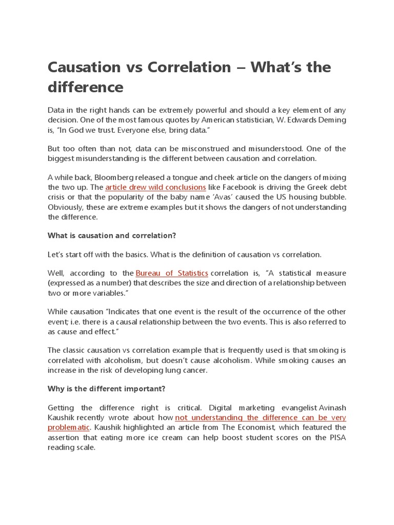 Causation vs Correlation Explained | PDF | Correlation And Dependence ...