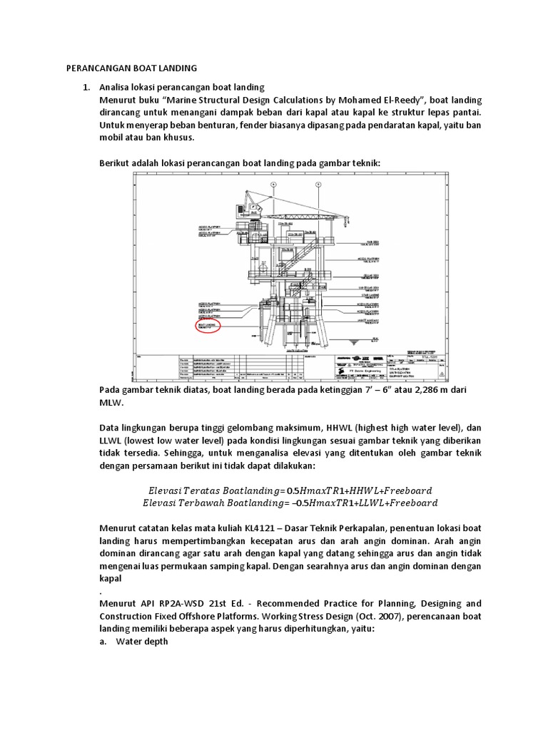 Desain dan Elevasi Boat Landing Offshore | PDF