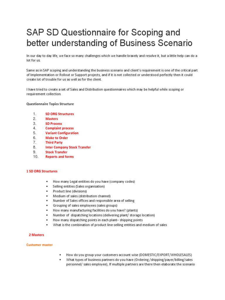 Requirement Gathering Questionnaire | PDF | Invoice | Sales