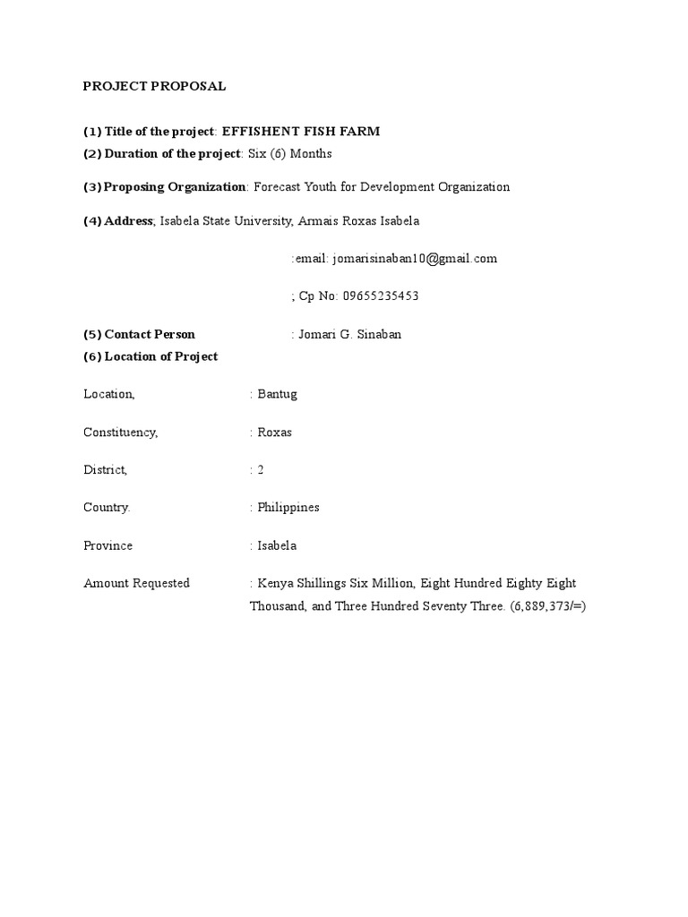 Fish Farming Proposal | PDF | Sustainability | Project Management