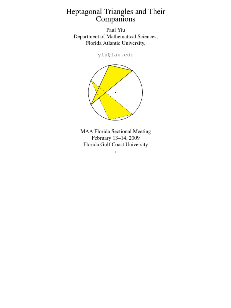 Heptagonal Triangles and Their Companions - Paul Yiu | PDF | Triangle ...