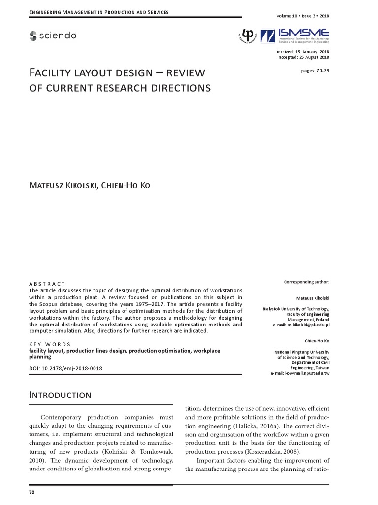 Facility Layout Design - Review of Current Research 2018 | PDF ...