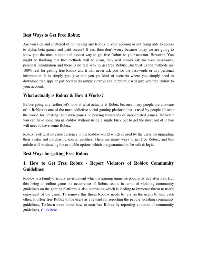 How To Get Free Robux | PDF | Computing | World Wide Web