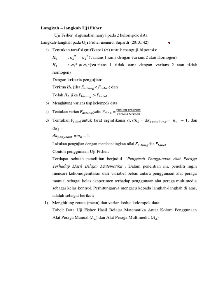 Langkah Langkah Uji Fisher | PDF
