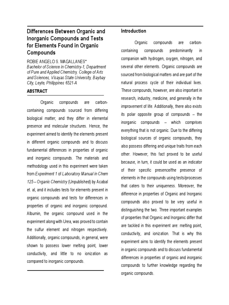 Organic Chem Lab Report (Experiment 1) | PDF | Organic Compounds ...
