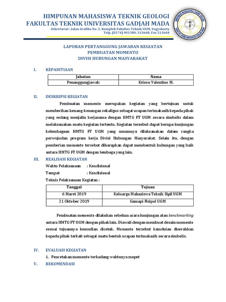 Contoh Format LPJ | PDF