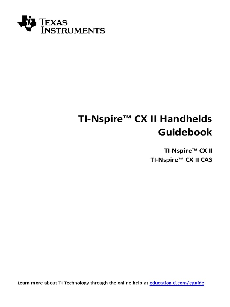 TI-Nspire CXII-HH Guidebook EN PDF | PDF | Computing | Teaching Mathematics