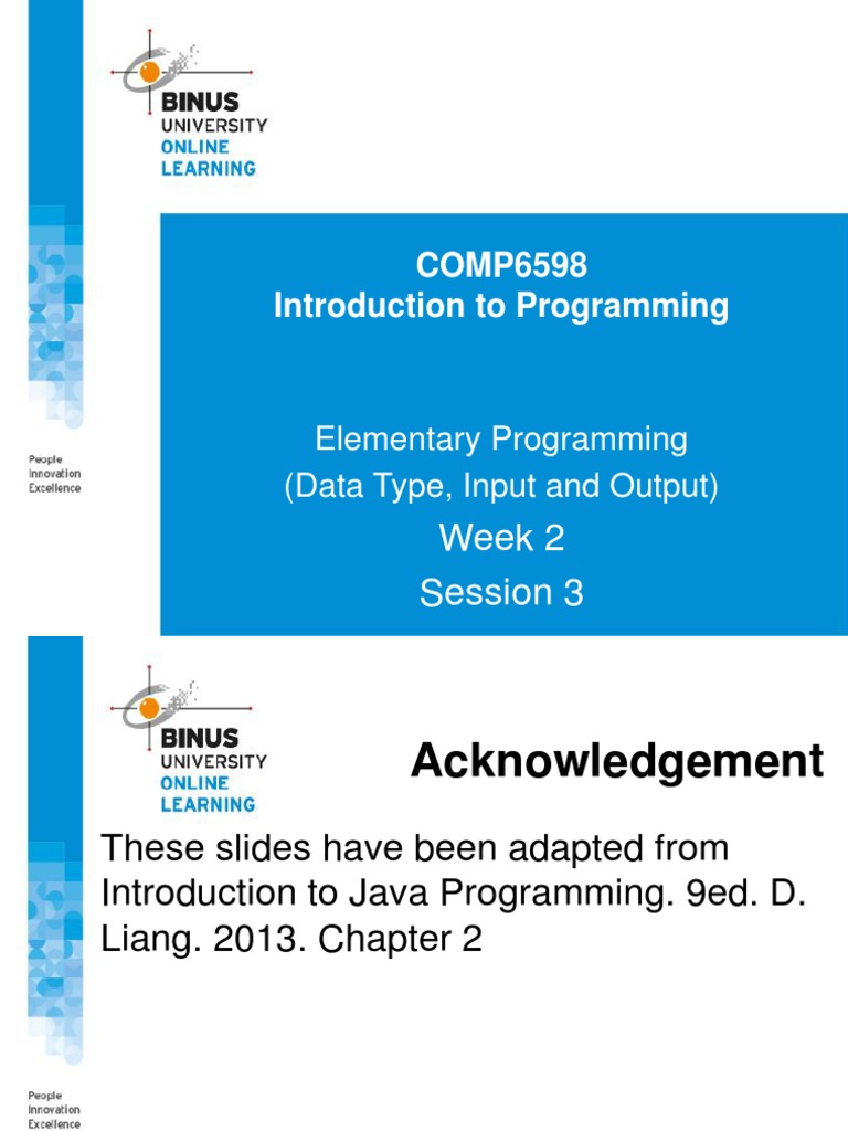 COMP6598 - Week 2 - Elementary Programming (Data Type and Input Output) | PDF | Data Type ...