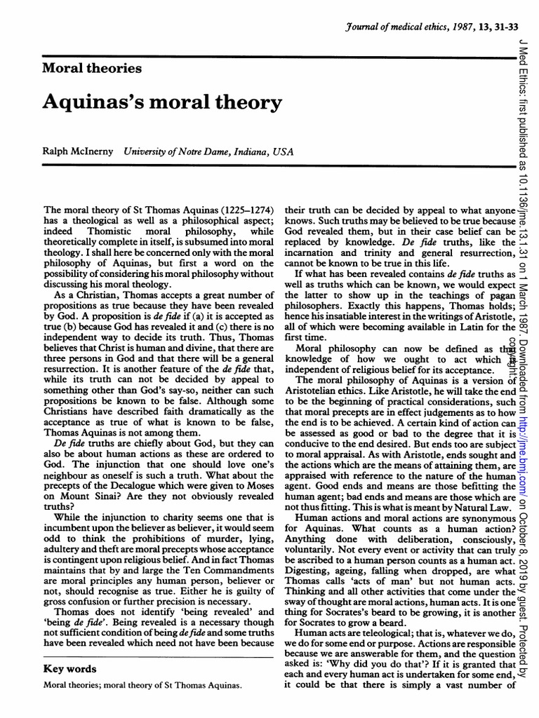 Aquinas Moral Theory Pdf Pdf Natural Law Thomas Aquinas