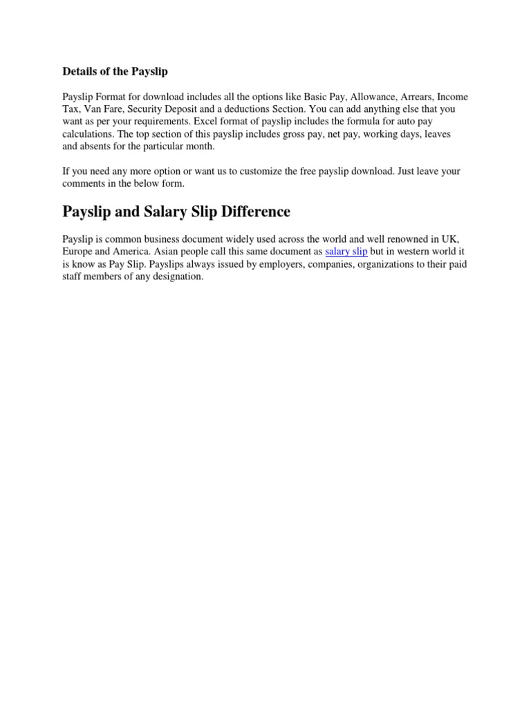 A Guide to Understanding Payslips: Contents, Formatting, and ...