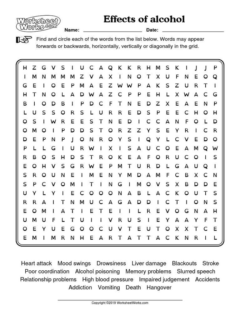 Alcohol Word Search | Download Free PDF | Word Search | Medicine