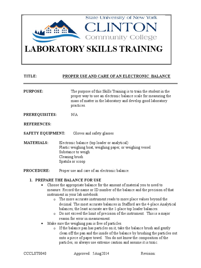Electronic Balance SOP | PDF | Weighing Scale | Weight
