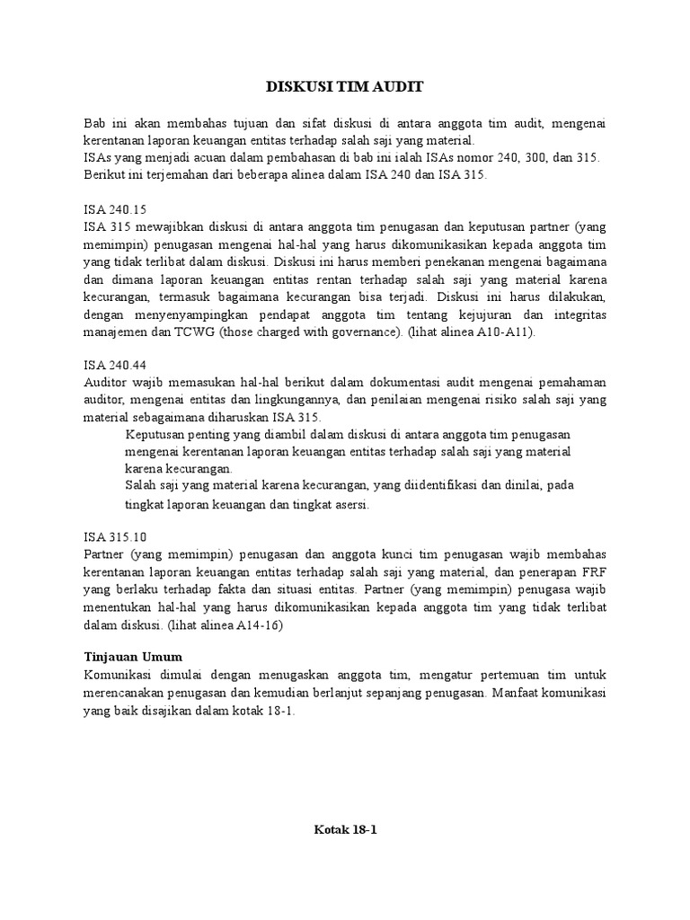 Diskusi Tim Audit | PDF