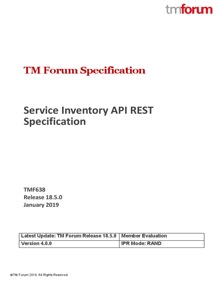 TMF638 Service Inventory API REST Specification R18.5.0 | PDF ...