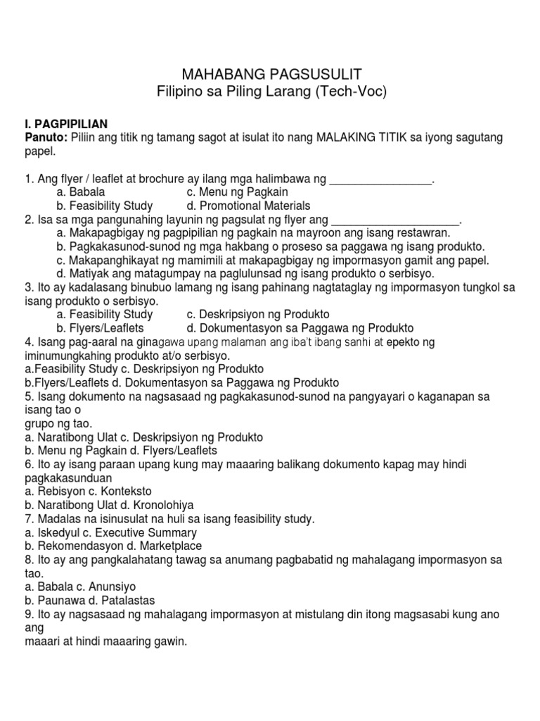 Mahabang Pagsusulit | PDF