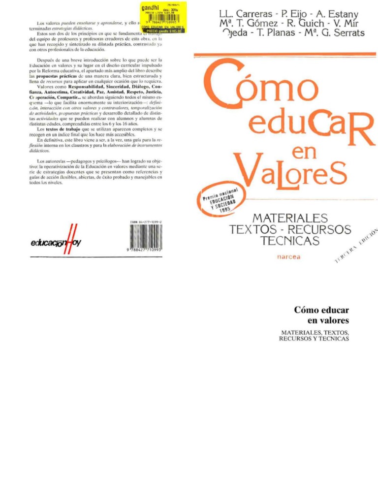 Como Educar en Valores (ACTIVIDADES) PDF | PDF | Moralidad | Maestros