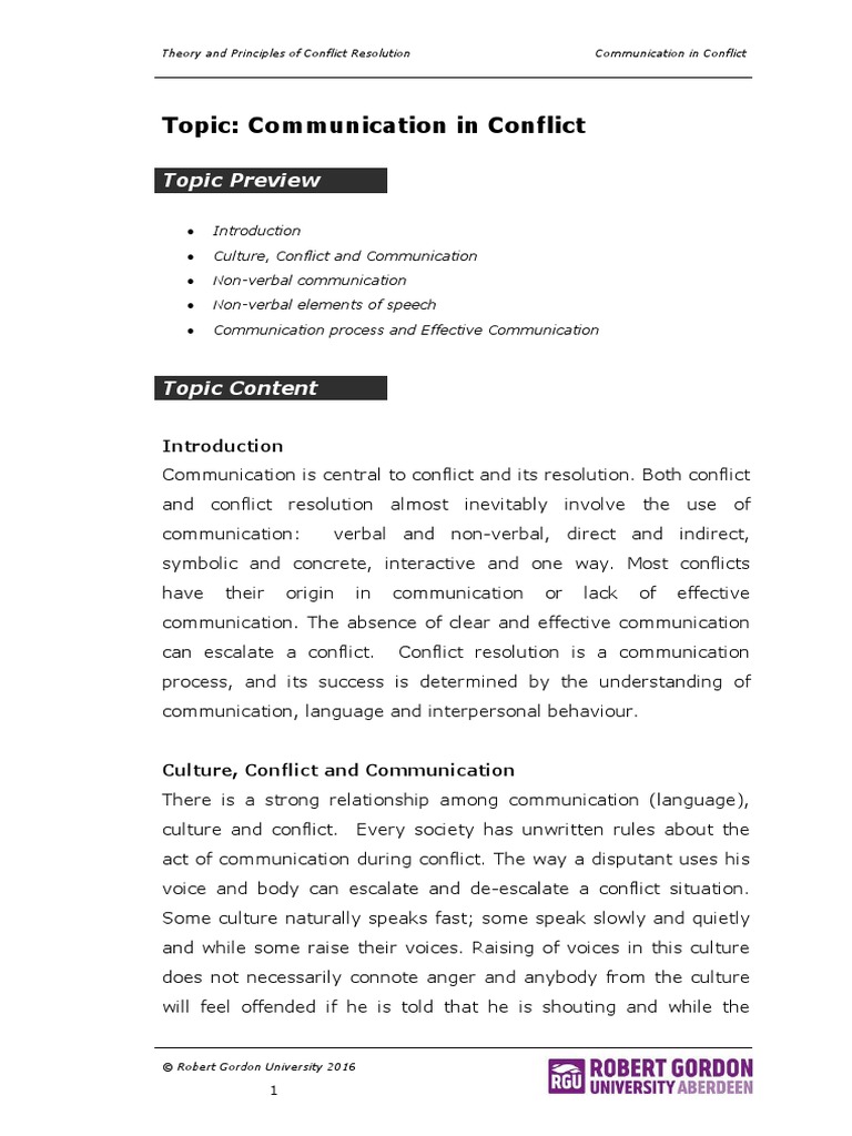 Communication Strategies in Conflict Resolution | PDF | Nonverbal ...
