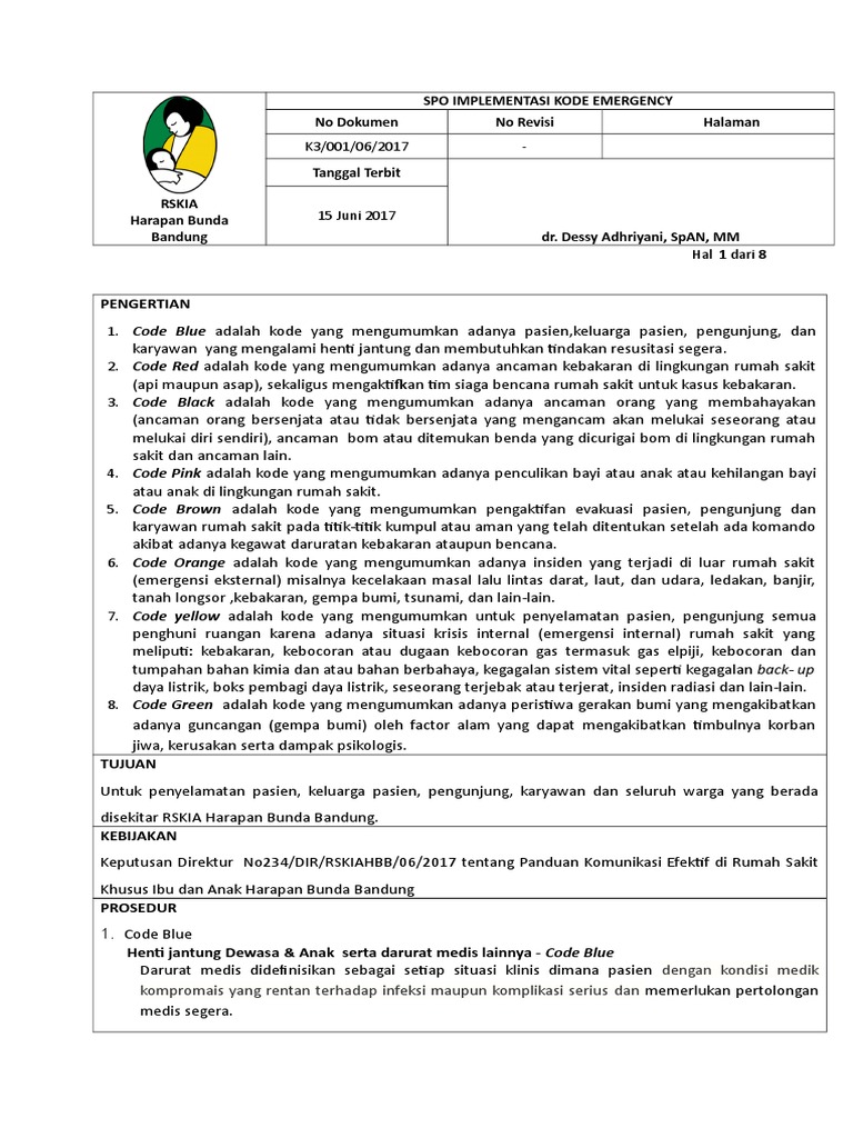 SPO Code Kegawatdaruratan | PDF