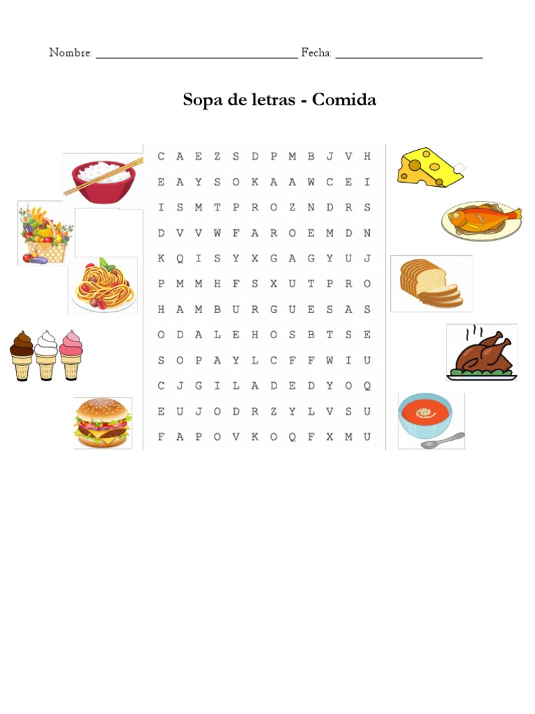 Crucigrama Comida (Nuevo Wordsearch) | PDF