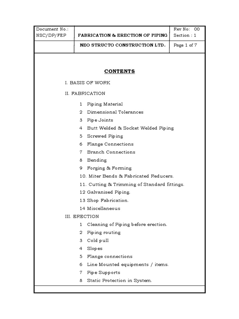 Piping Fabrication & Erection Guidelines | PDF | Pipe (Fluid Conveyance ...