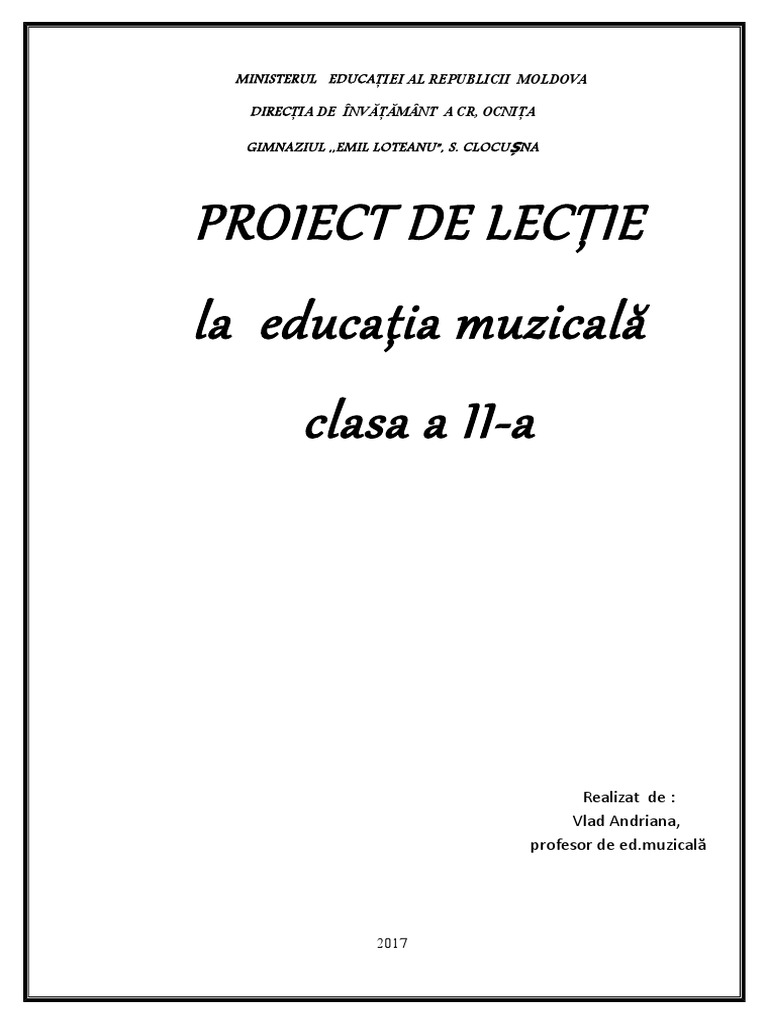 Proiect de Lectie | PDF