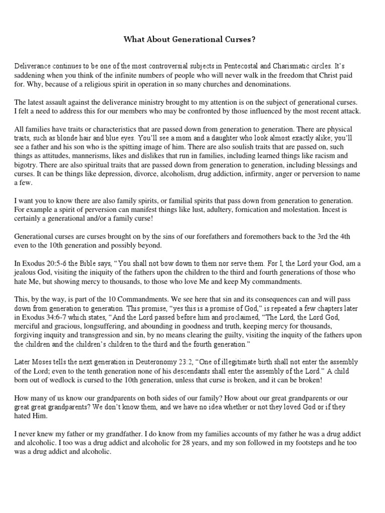 Understanding Generational Curses | PDF | Cain And Abel | Christianity