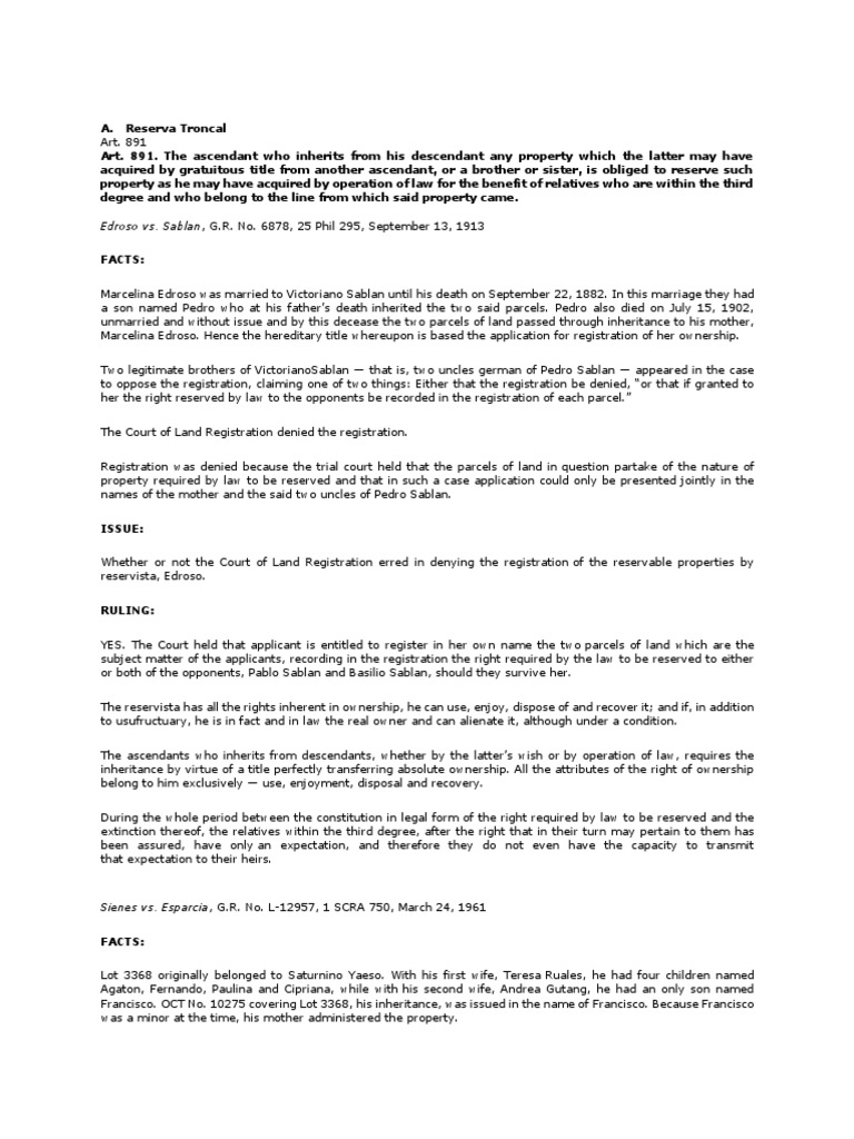 Reserva Troncal | PDF | Intestacy | Inheritance