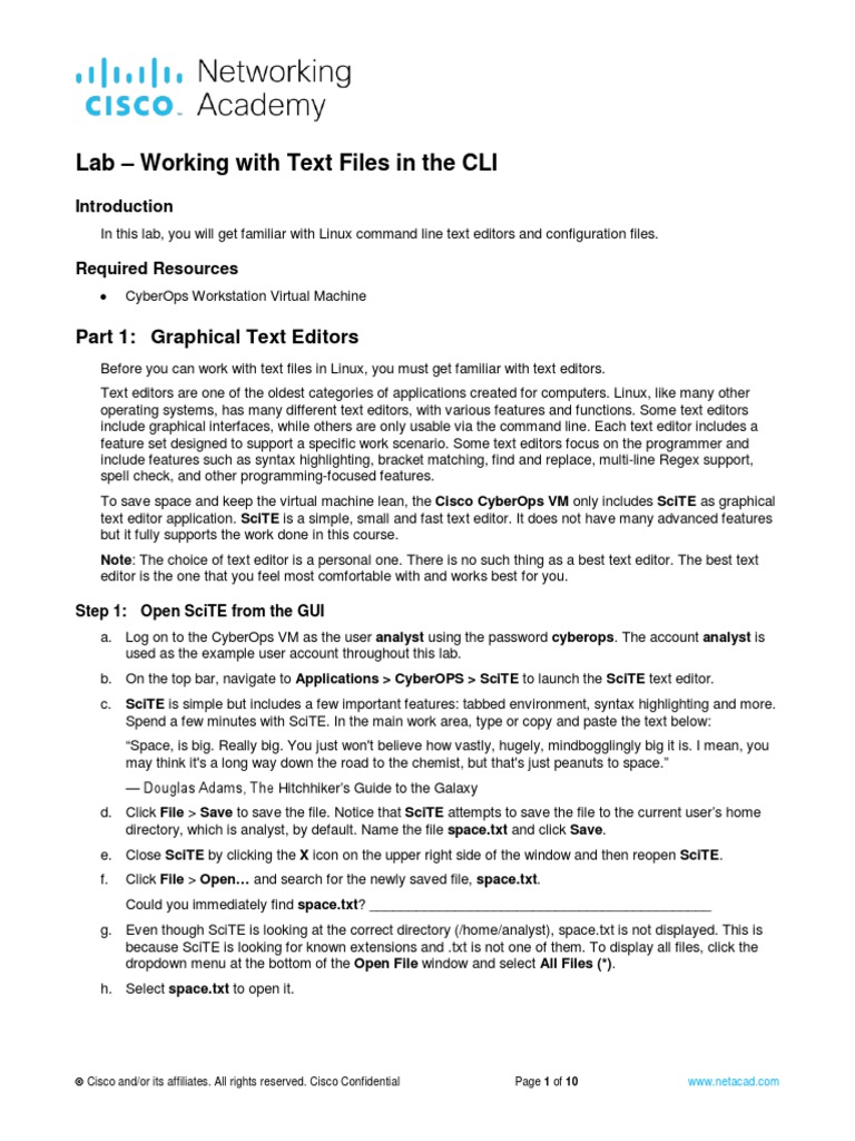 3.1.2.6 Lab - Working With Text Files in The CLI | PDF | Command Line Interface | Graphical User ...
