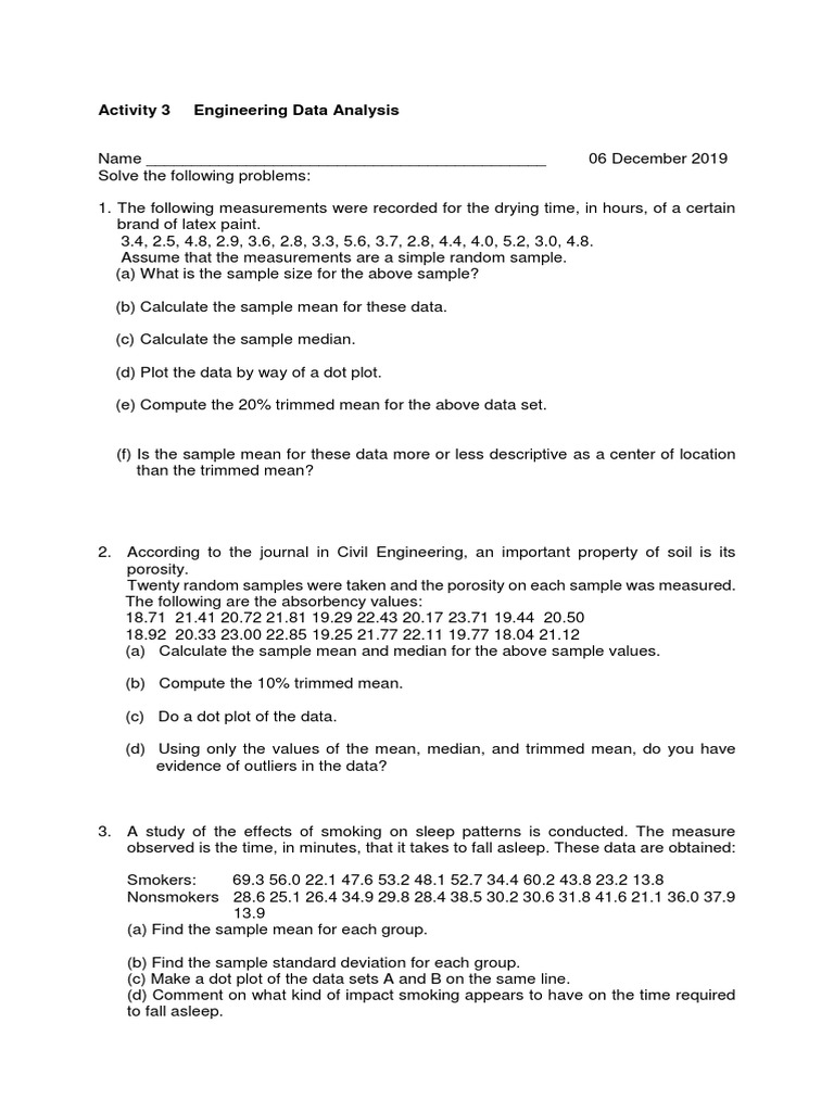 Data Analysis Activity 3 | PDF