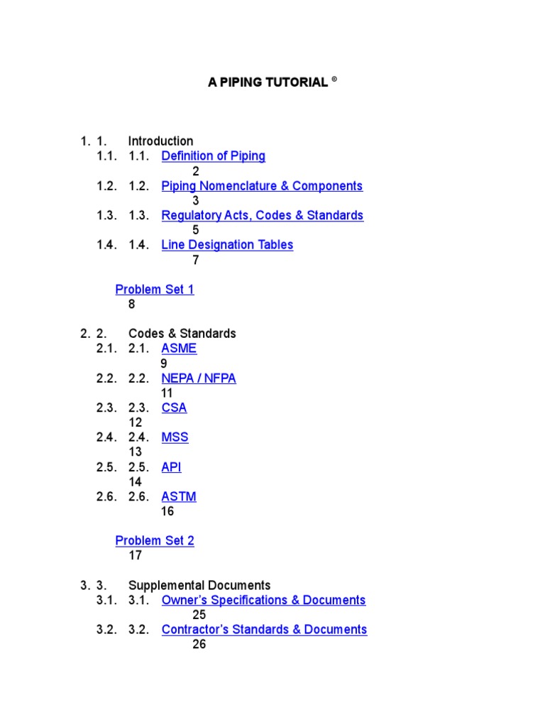 A Piping Tutorial | PDF | Pipe (Fluid Conveyance) | Pipeline Transport