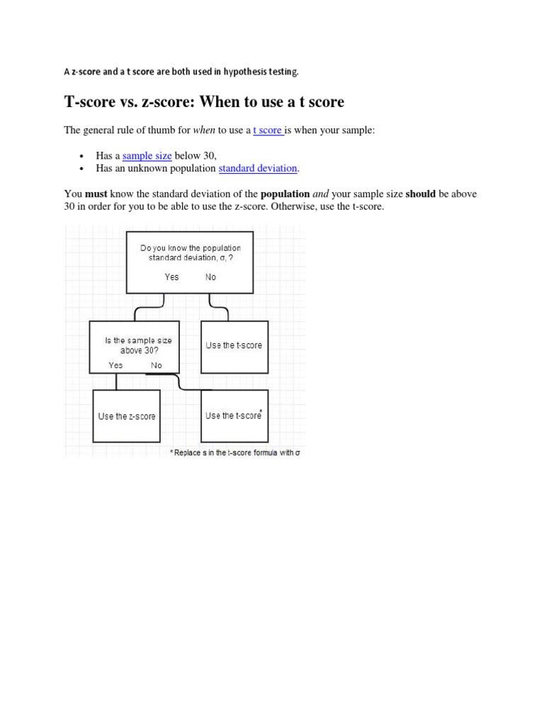 Use Z-Test and T-Test | PDF | Standard Score | Standard Deviation